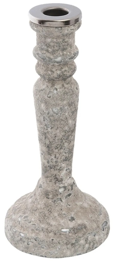 Skleněný svícen s kamenným potahem - Ø 10*22 cm