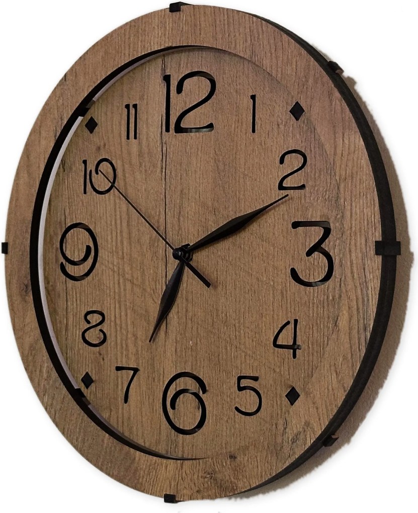 Li-Go Dřevěné hodiny nástěnné "Velké číslice" dub velikost svítidla/hodin: 31 cm