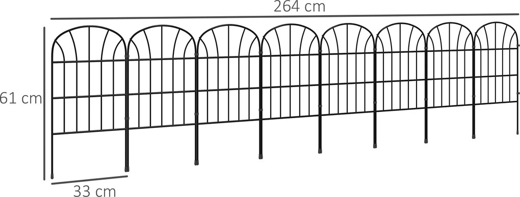 Outsunny zahradní plot dekorativní kovový plot sada 8 zásuvných plotů pro balkon terasu černý 93x150cm stabilní a stylový | Aosom.de