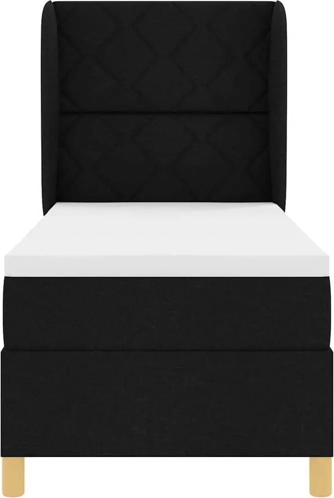 Postel s boxspringem s čelo Černý 200 x 80 cm textil 3340783