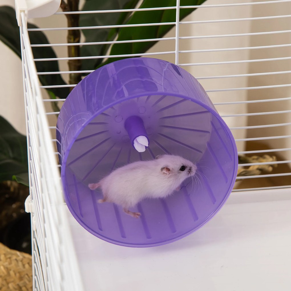 PawHut Klec pro Křečky a Hlodavce 3 Úrovně s Tunelovým Systémem, Lahvičkou na Vodu, Kolotočem, Domkem a Žebříky - rozměry 59L x 36W x 47H cm