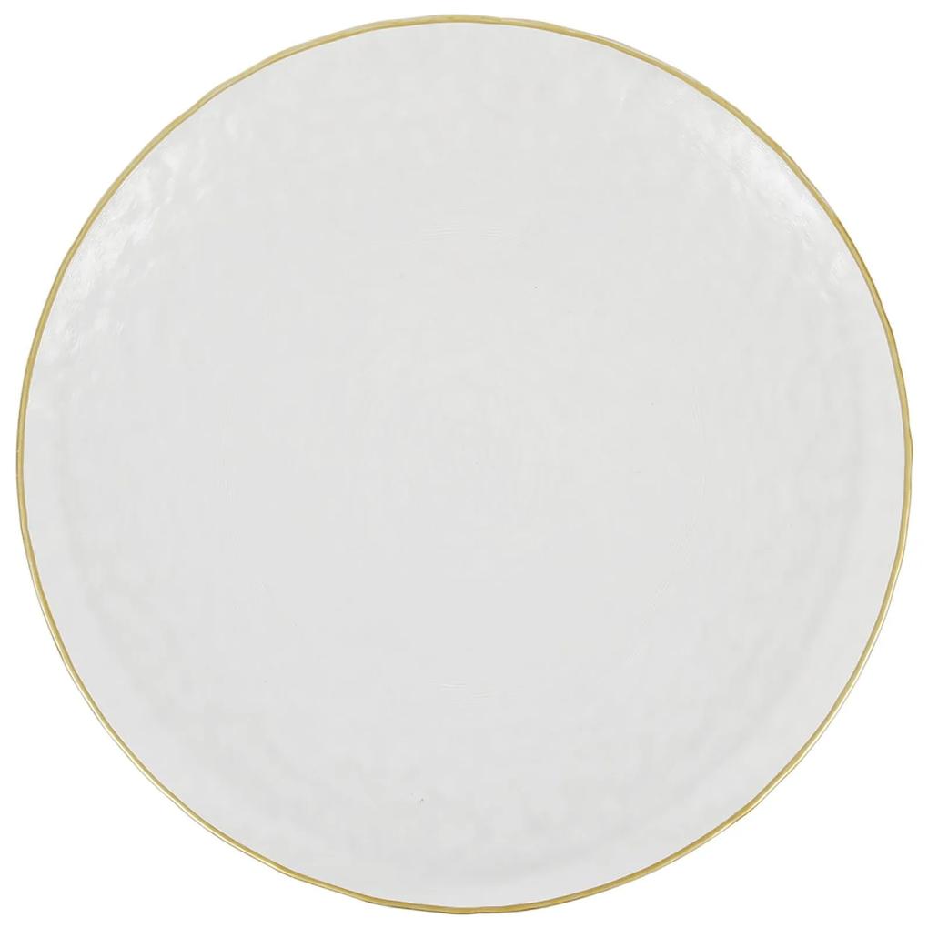 CÔTÉ TABLE Skleněný obědový talíř Dore 28 cm, zlatá barva, čirá barva, sklo