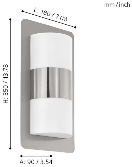 Eglo 98085 - Venkovní nástěnné svítidlo CISTIERNA 2xE27/10W/230V matný chrom IP44