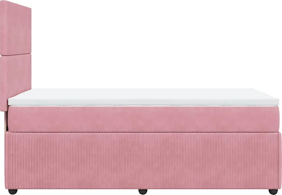 Box spring postel s matrací růžová 80 x 200 cm samet 3294489
