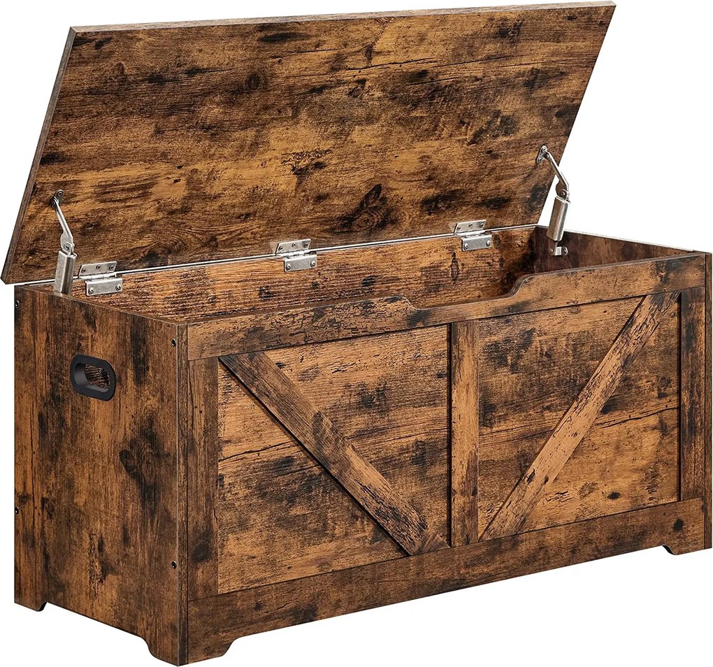 Úložná truhla, sedací truhla 100 x 46 x 40 cm rustikální hnědá