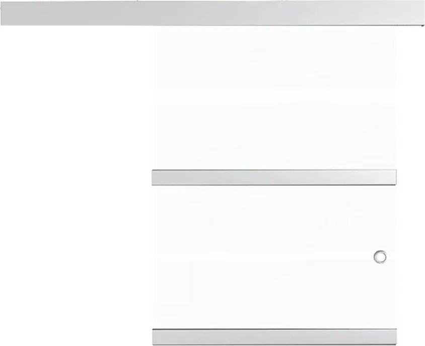 Posuvné dveře ESG sklo a hliník 90 x 205 cm stříbrné 288059