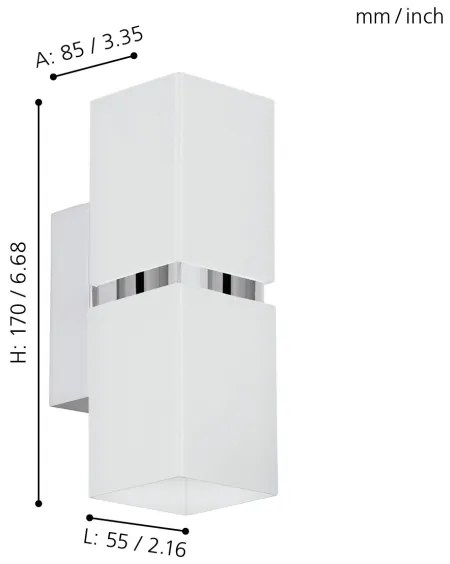 Eglo 95377 - LED nástěnné svítidlo PASSA 2xGU10-LED/4W/230V
