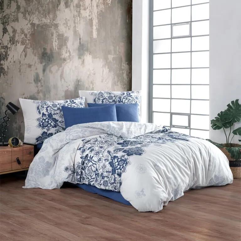 Bavlněné renforcé ložní povlečení ARMINA modrá francouzská postel