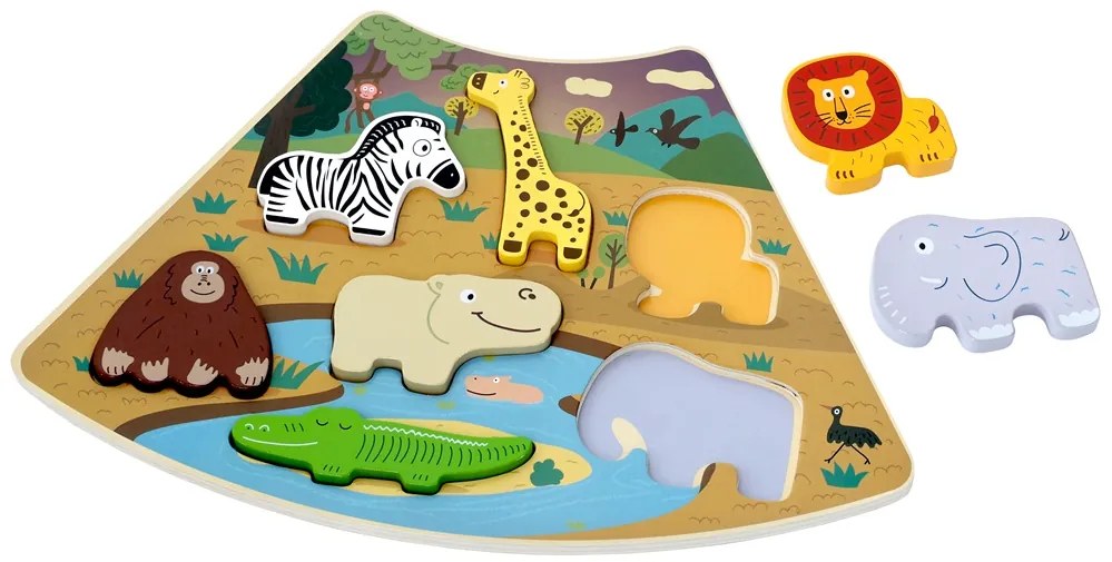 2Kids Toys Dřevěné puzzle Safari propojitelné
