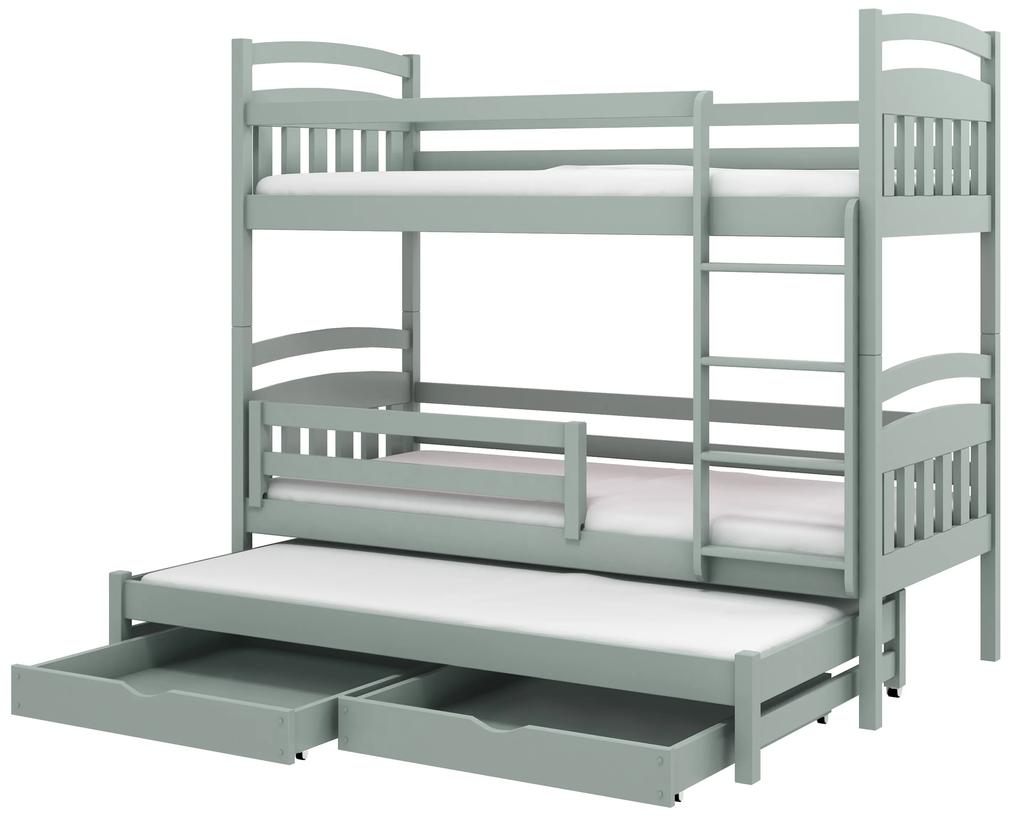 Dětská patrová postel 90 cm Anie (grafit) (s rošty). 615014