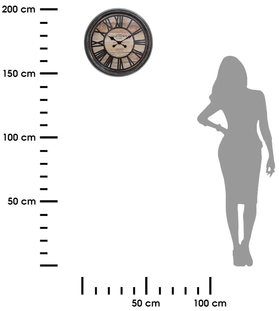 Nástěnné hodiny 3D Old Town, černá/hnědá