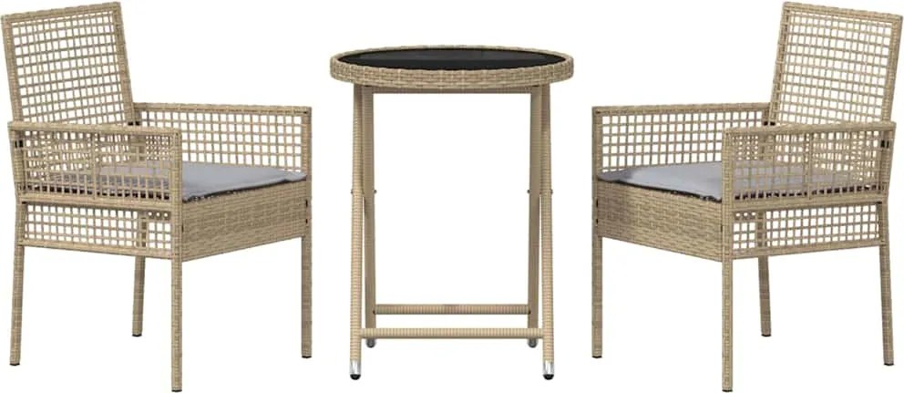 Zahradní bistro set 3 ks Béžová polyratan 3334965