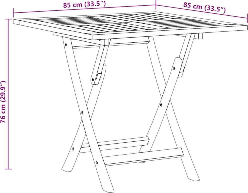 vidaXL Marketos Skládací zahradní stůl 85 x 85 x 76 cm masivní teakové dřevo