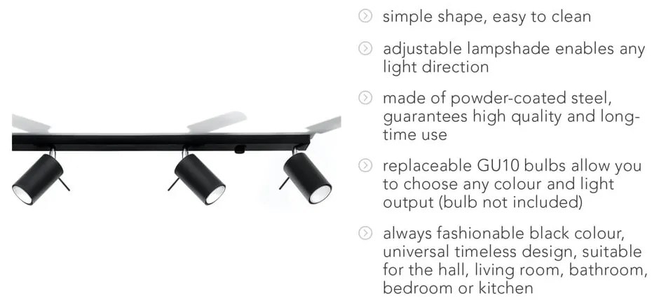 Černé stropní svítidlo Sollux Etna 4L