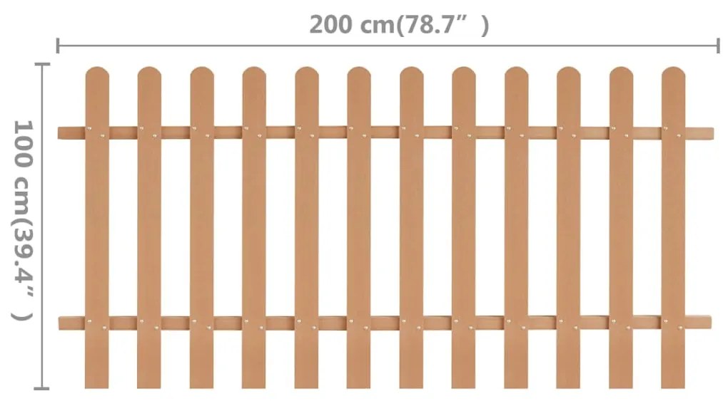 vidaXL Marketos Laťkový plot WPC 200 x 100 cm