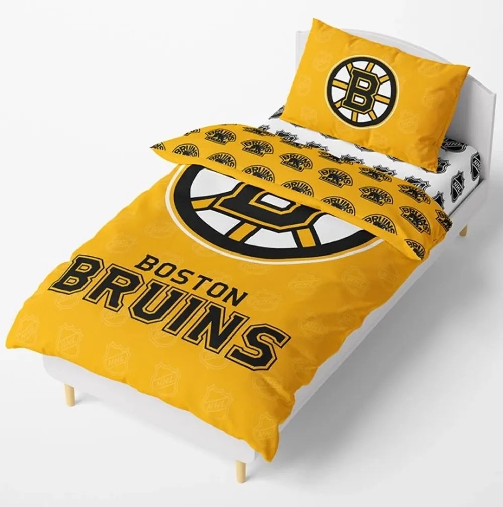 Hokejové ložní povlečení NHL Boston Bruins Shields - 100% bavlna Renforcé - 70 x 90 cm + 140 x 200 cm