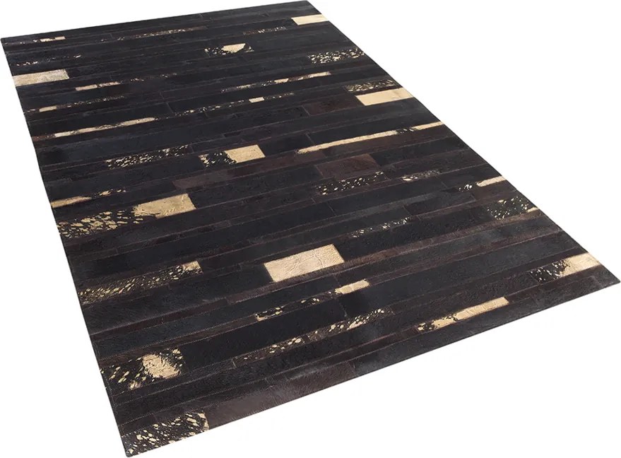 Hnědozlatý patchwork koberec z hovězí kůže 140x200 cm - ARTVIN