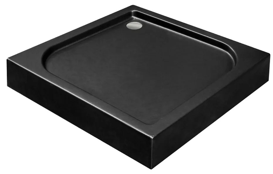 Besco Čtvercová sprchová akrylátová vanička OSKAR NEW SE SQ 80x80 (90x90) IP B Stone Effect Barva: Stone Effect černá, Rozměry (cm): 80x80