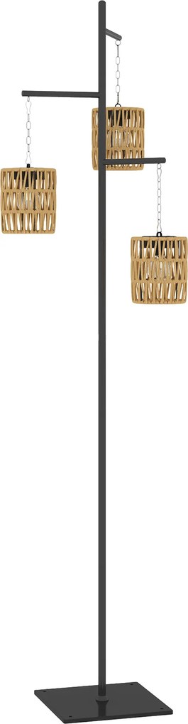 Solární stojací lampa Ratanové solární lampy se světelným senzorem 3 světla Automatické v boho stylu IP44 Odolné proti stříkající vodě