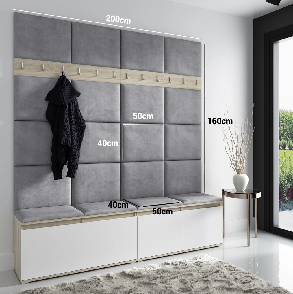 Eka Předsíňová stěna s čalouněnými panely Trinity 4 - Grafit / Šedá 2314
