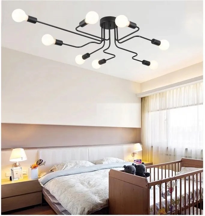 Toolight - Stropní / nástěnné svítidlo Agaro Spider 8xE27, černá, OSW-06606