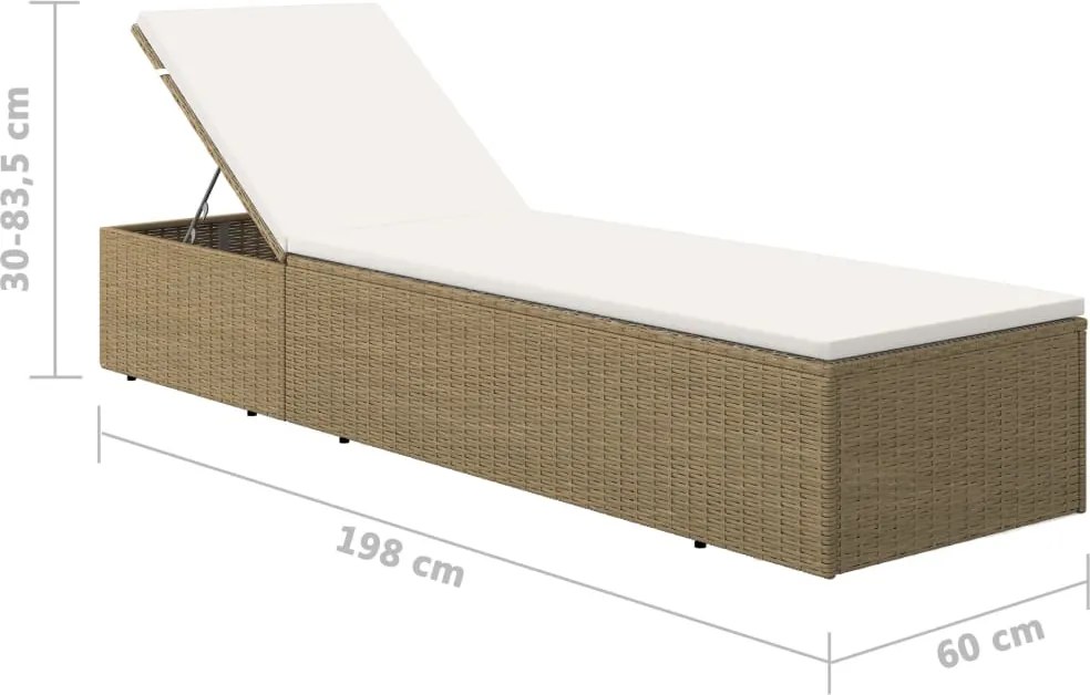 vidaXL Marketos Zahradní lehátko polyratan hnědé a krémově bílé