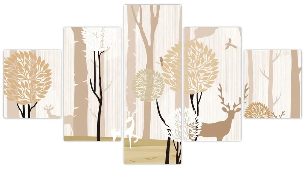 Obraz - Ilustrovaný les (125x70 cm)