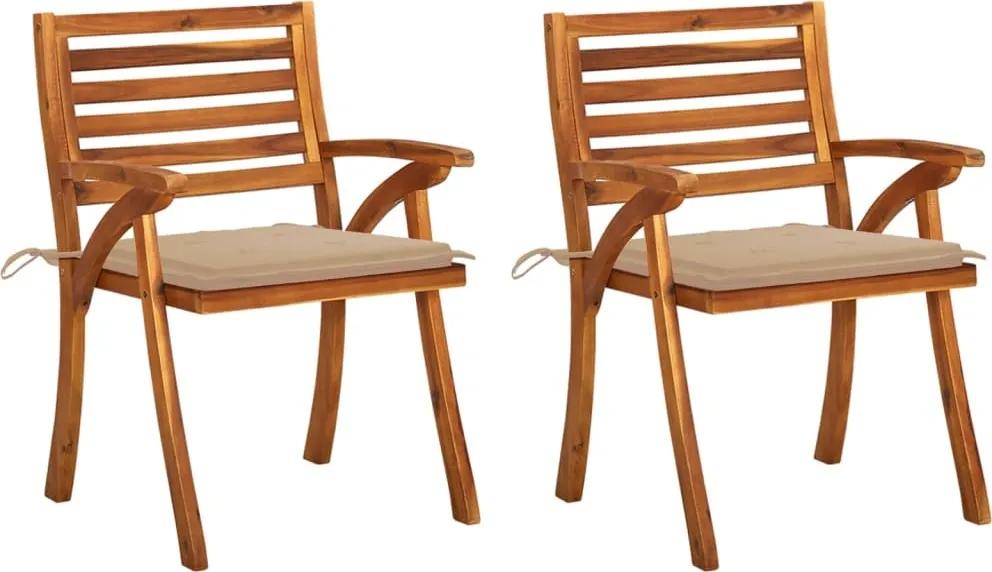 vidaXL Zahradní jídelní židle s poduškami 2 ks masivní akáciové dřevo [3060783] Barva: Modrá
