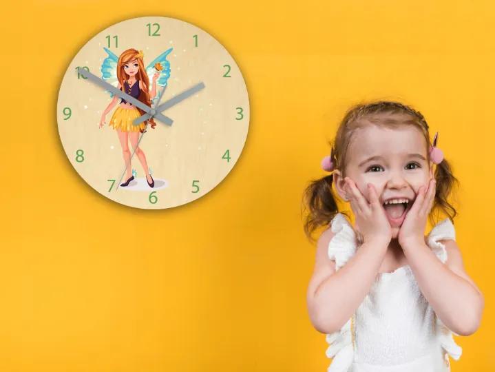 M.Clock Dětské nástěnné hodiny elf 30x30cm hnědé