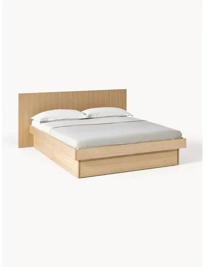 Dřevěná postel's úložným prostorem a čelem Sato