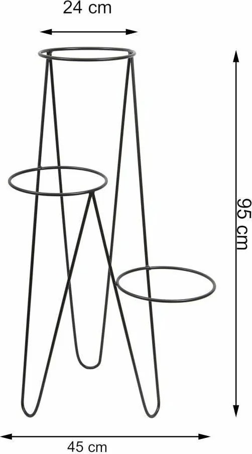 STOJAN NA KVĚTINÁČ TRIPOD 95X45X24 CM ČERNÁ