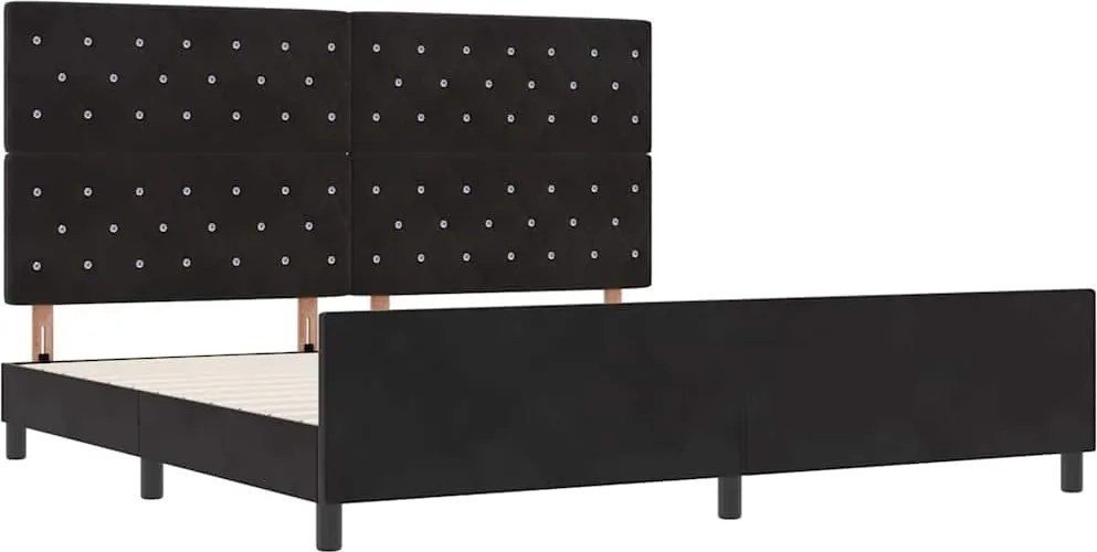 Postel s boxspringem s čelo Černá 200 x 200 cm samet 3344899