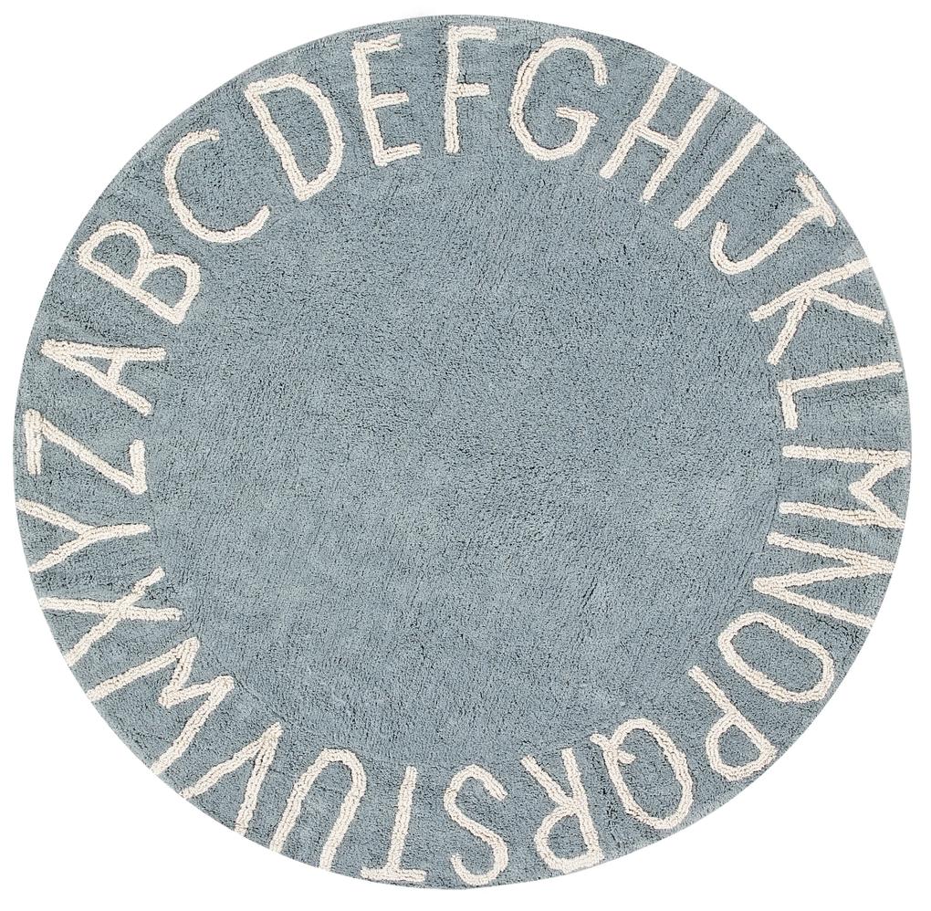 Lorena Canals koberce Ručně tkaný kusový koberec Round ABC Vintage Blue-Natural - 150x150 (průměr) kruh cm