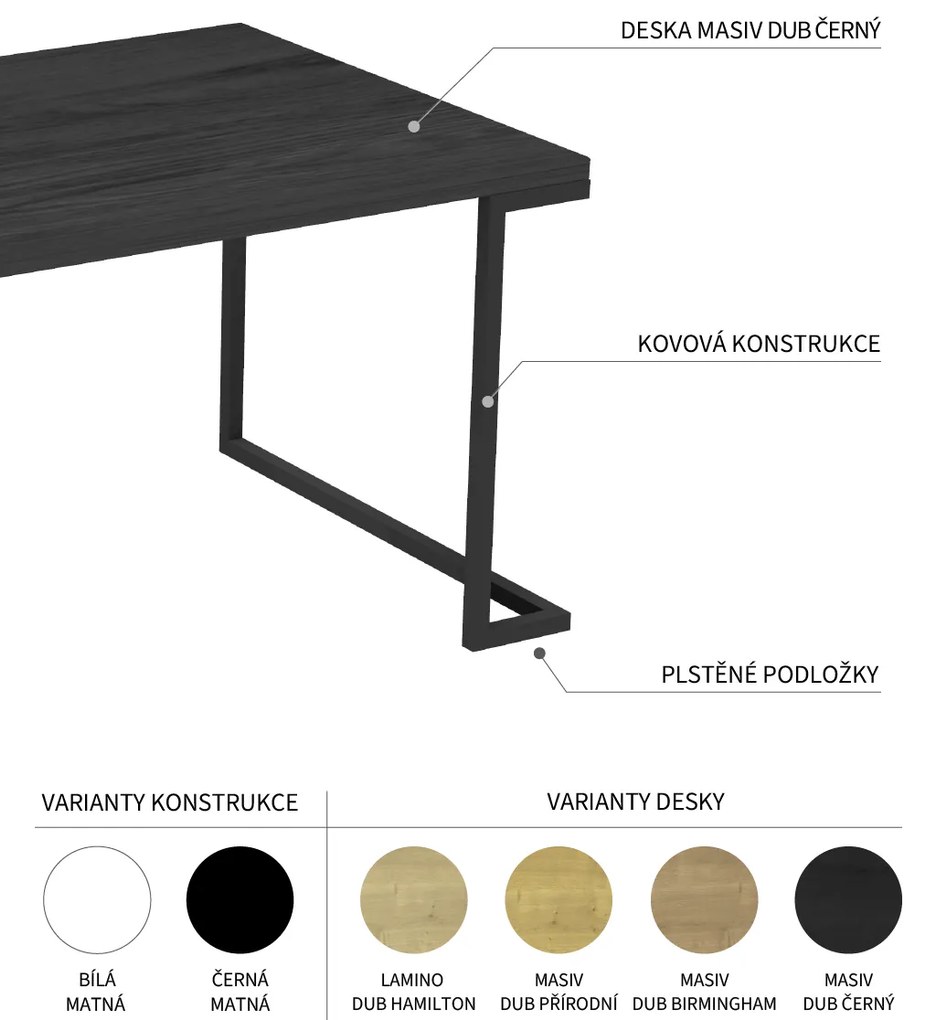Černý konferenční stůl C10, dub Hamilton ZVOLTE TYP DŘEVA:: Masiv dub ČERNÝ