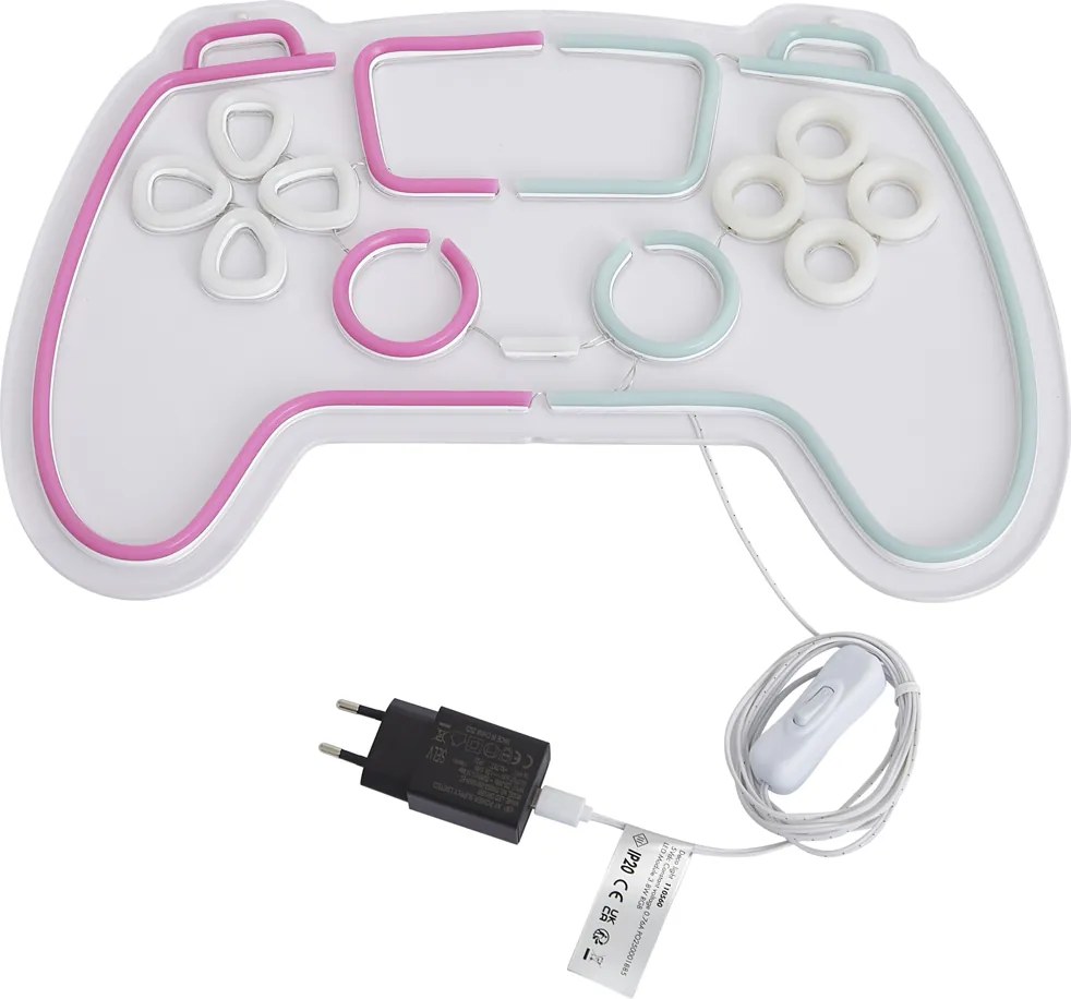 Neonová nástěnná lampa růžová s modrou včetně LED - Controller