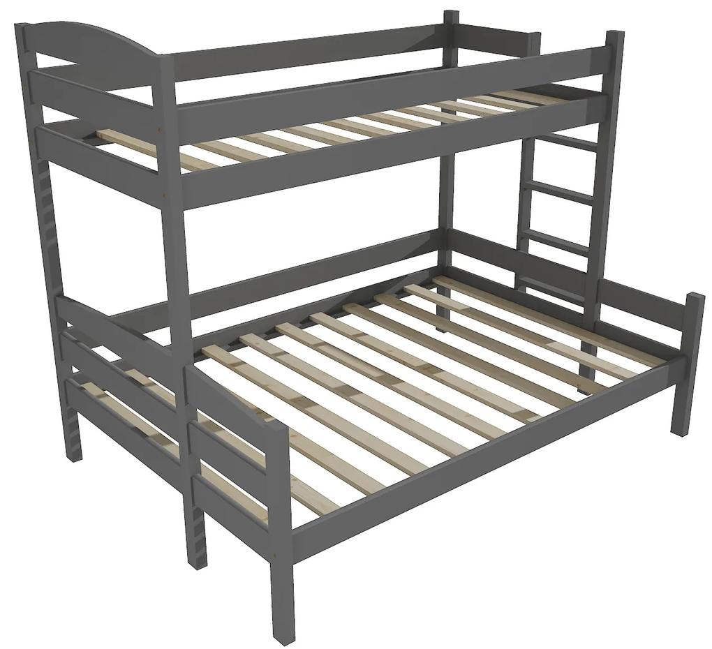 Vomaks Patrová postel s rozšířeným spodním lůžkem PPS 001 Rozměr: 90/140 x 200 cm, Barva: barva šedá, Varianta: vpravo