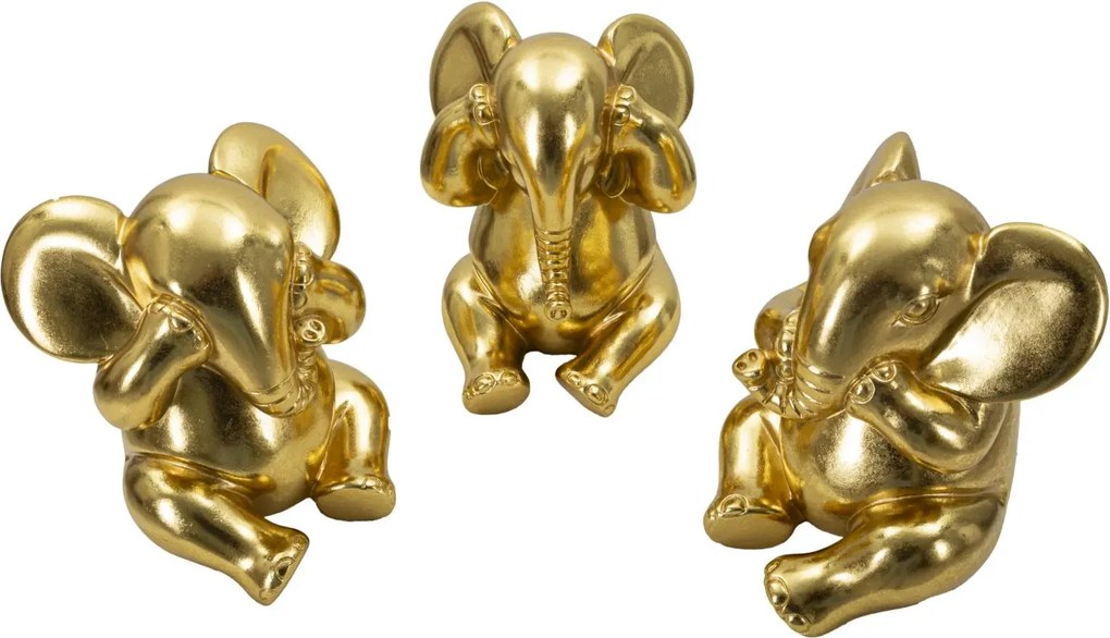 Sada 3 ks dekorativních figurek Elephant zlatá