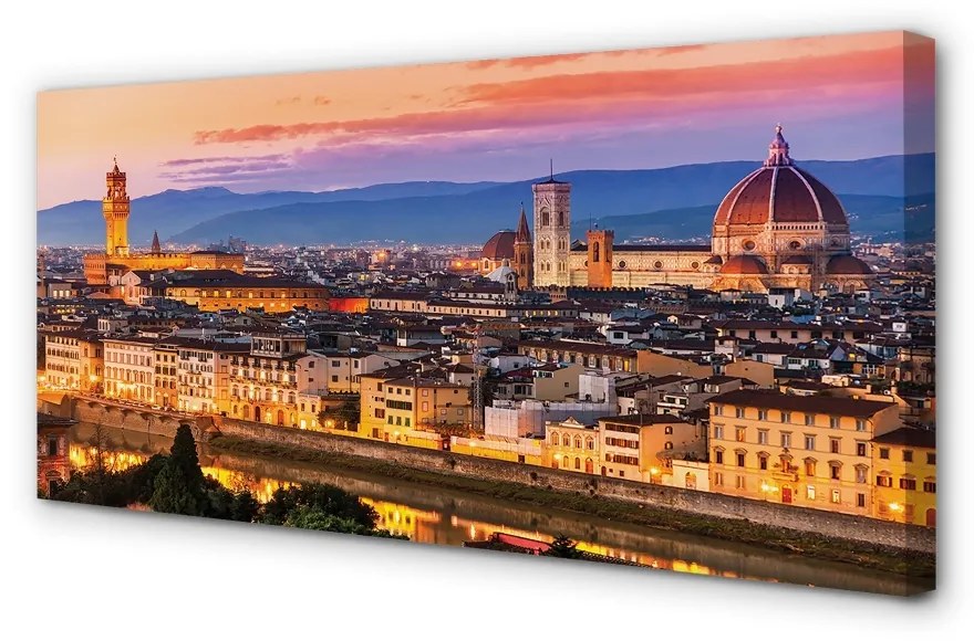 Obrazy na plátně Italy Panorama noc katedrála 125x50 cm