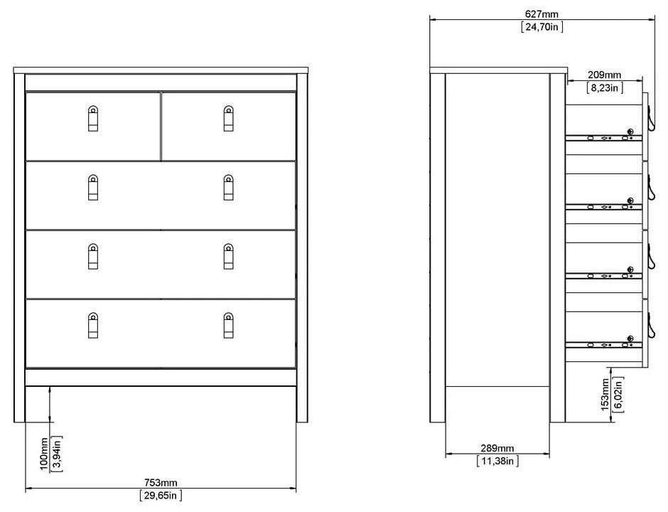 Černá vysoká komoda 82x99 cm Madrid – Tvilum