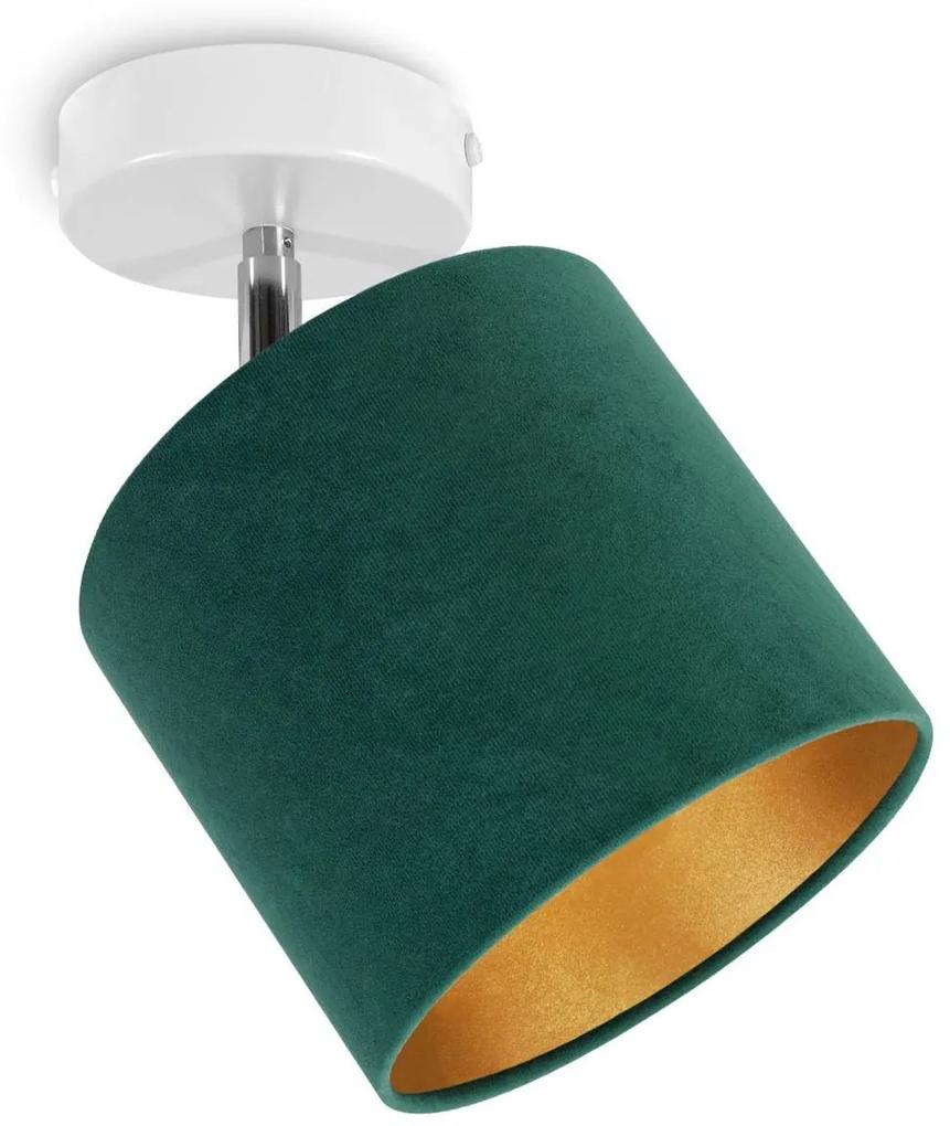 Stropní svítidlo MEDIOLAN, 1x tmavě zelené/zlaté textilní stínítko, bílá konstrukce - možnost polohování