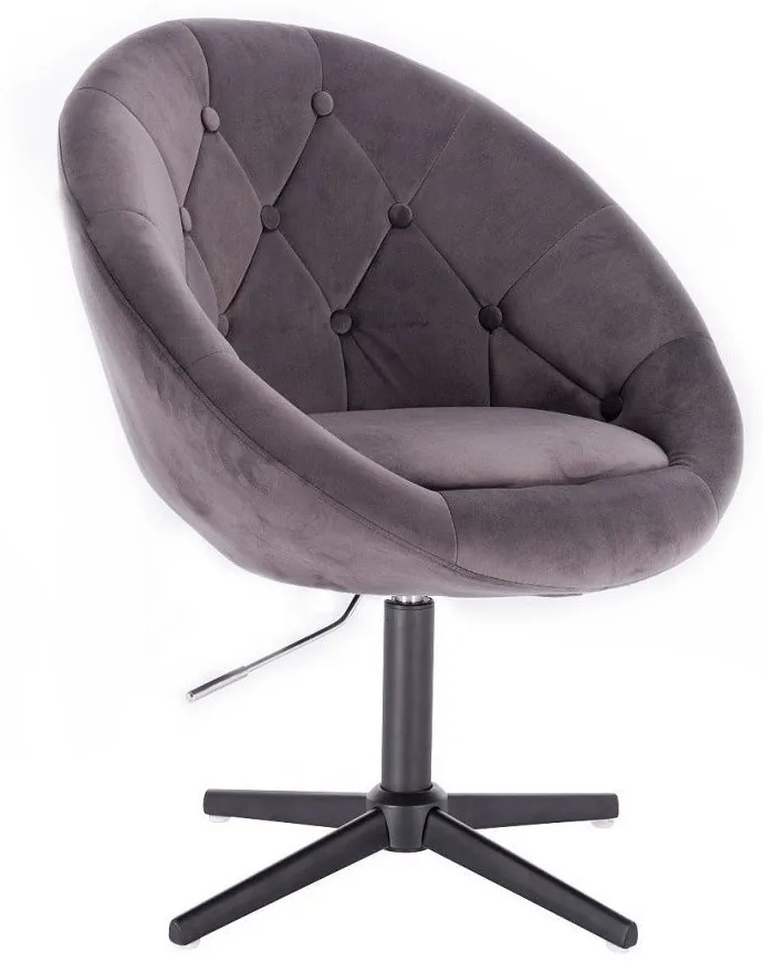 LuxuryForm DESIGN Otočné křeslo VERA VELUR na černém kříži - tmavě šedé