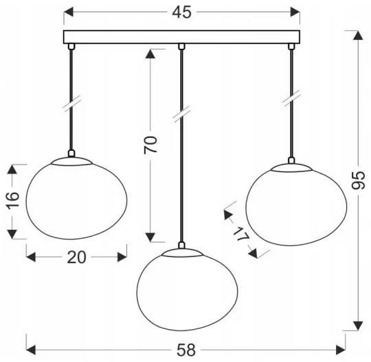 Lustr na lanku STONES 3xE27/40W/230V