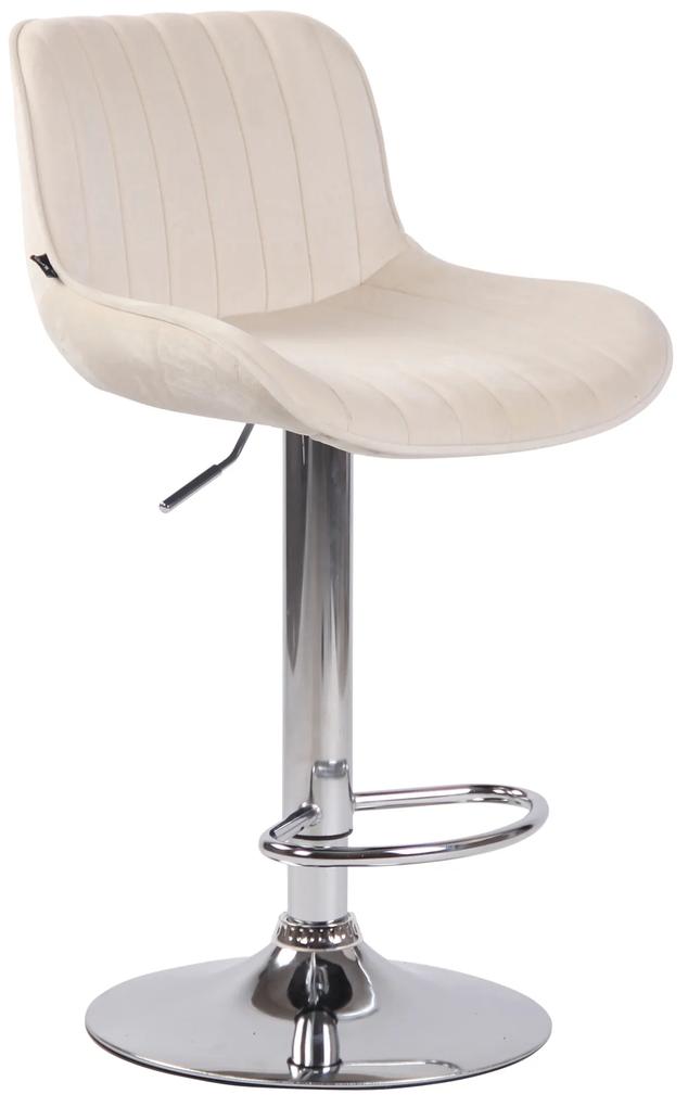 Barová židle Haugo - samet - chromovaný rám | krémová