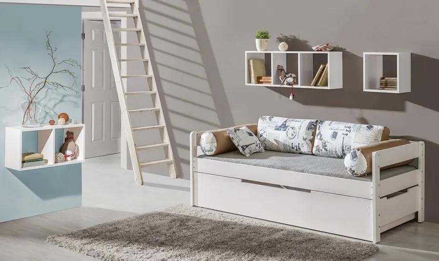 Casarredo - Komfort nábytek Dětská postel BORYS B1, 90x200 | barva: dol moření bílá,Vyberte si motiv potahu polštářů:: auto