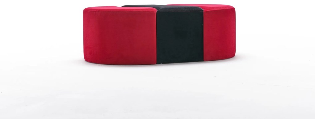 Atelier del Sofa Taburet Alya Puf - Red, Black, Černá, Červená