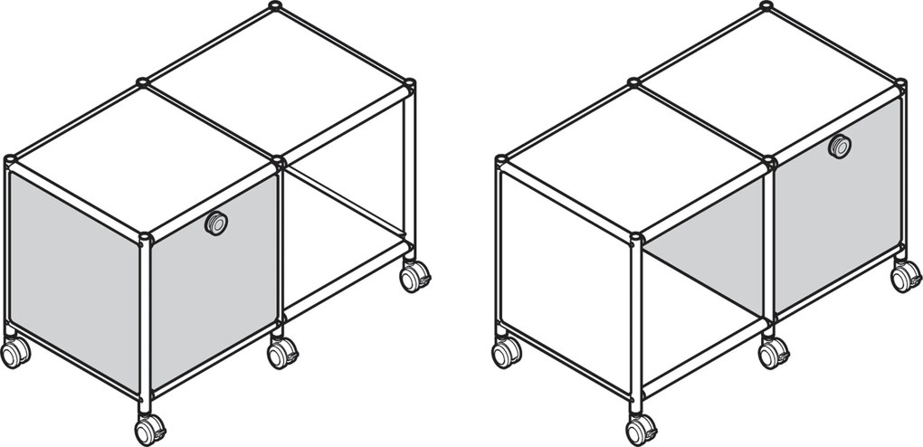 Tchibo - Kovový odkládací stolek »Cn3« s 1 výklopnými dvířky a kolečky - barva: šedá
