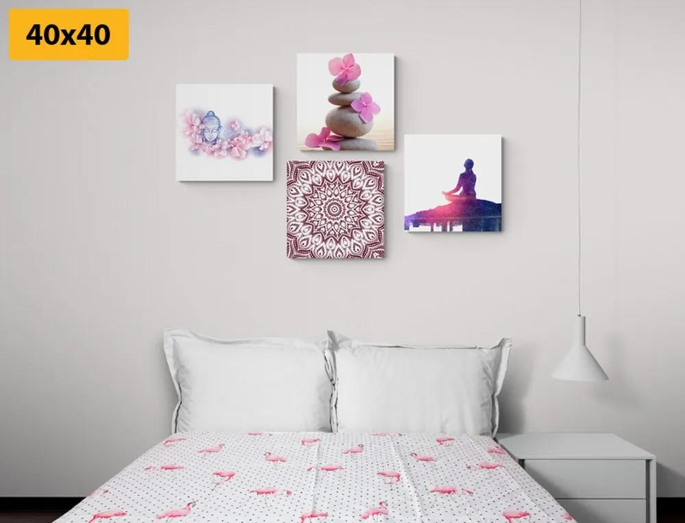 Set obrazů Feng Shui v růžovém provedení
