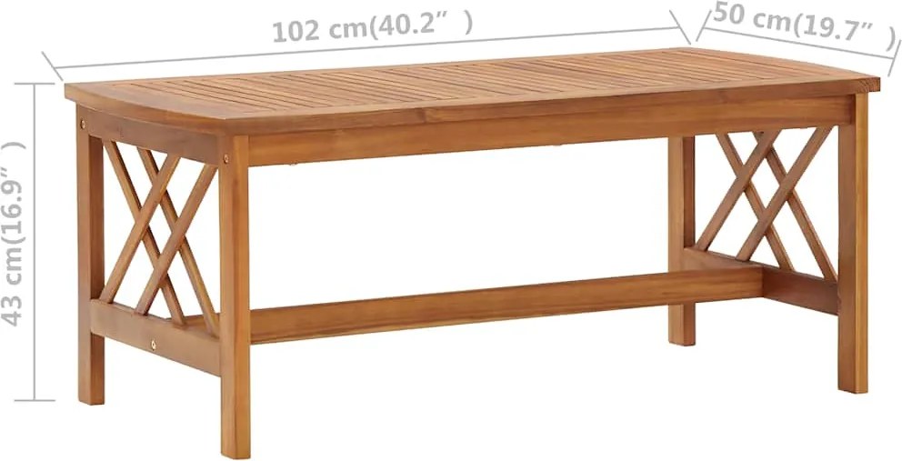 Konferenční stolek 102 x 50 x 43 cm masivní akáciové dřevo 310265