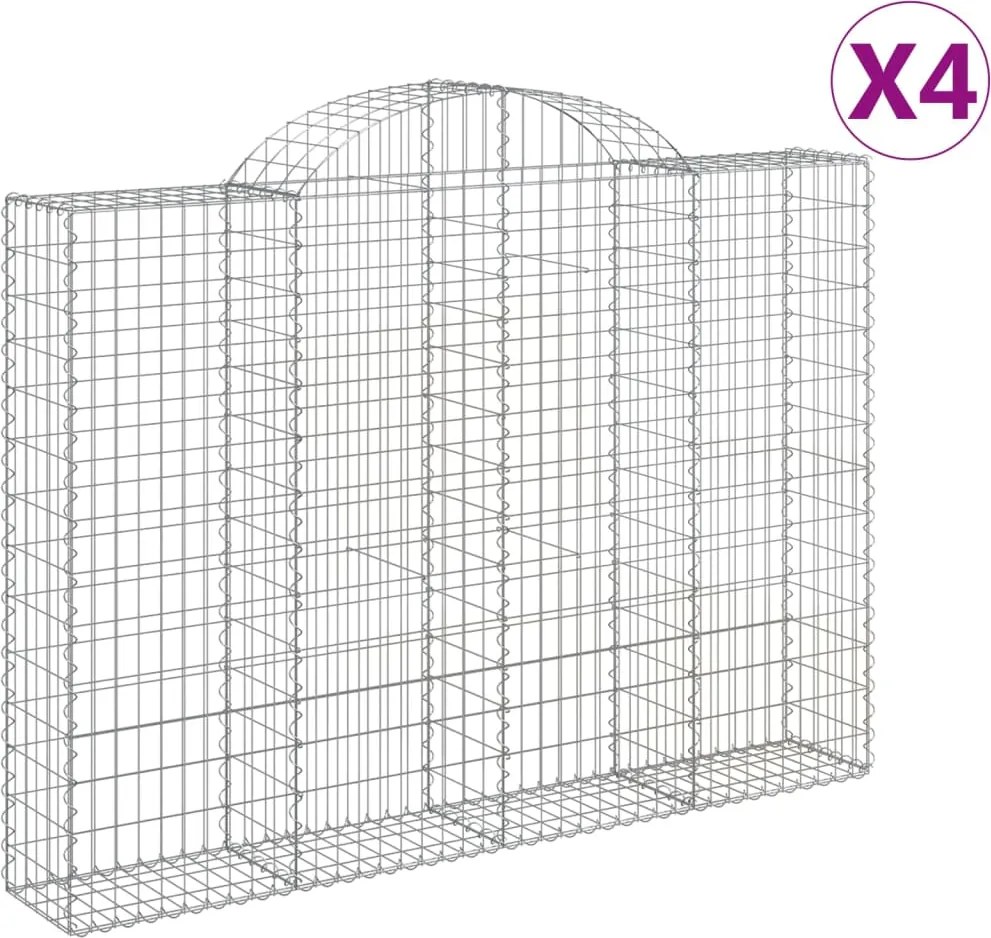 Klenuté gabionové koše 4 ks 200x30x140/160cm pozinkované železo 3146154