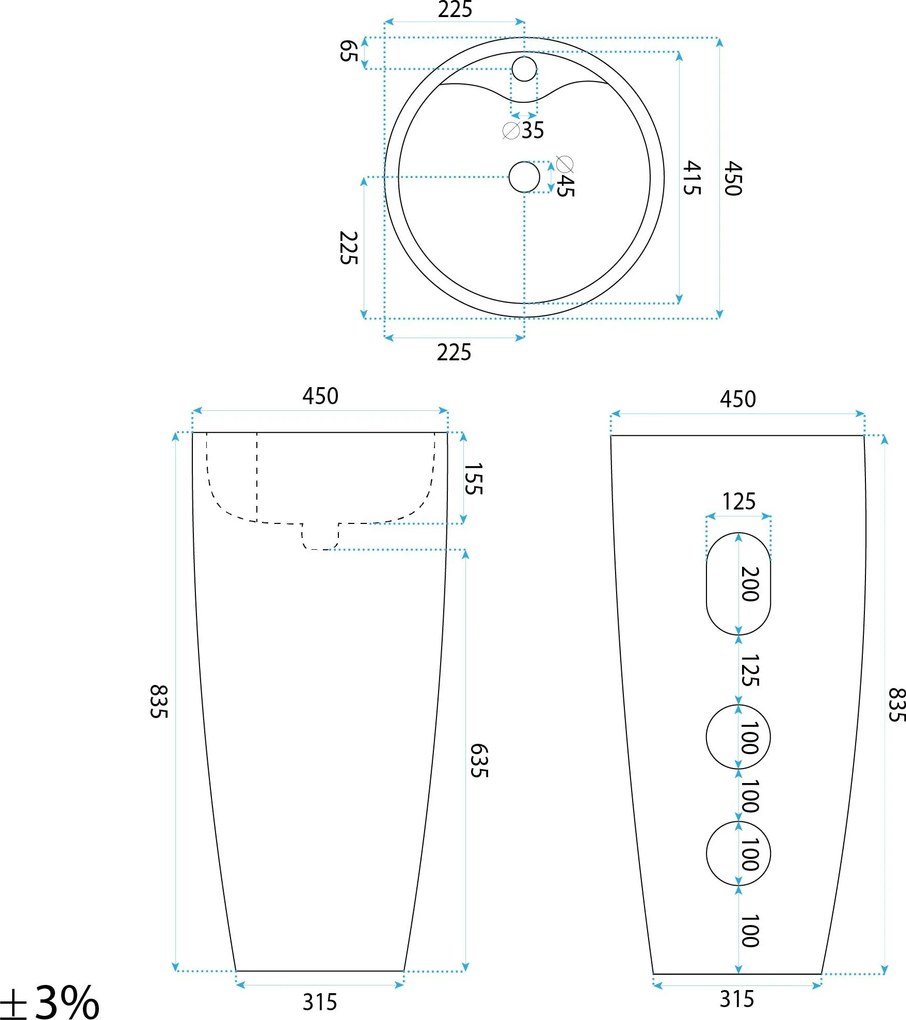 Rea Anya Savana Matt, volně stojící umyvadlo 840x450x450 mm, imitace kamene, REA-U3614